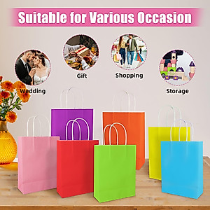 YADIAN 10 Pieces Kraft Paper Party Favor Gift Bags with Handle, Orange Small Size Gift Bags for Christmas, Birthday, Wedding and Party Celebrations