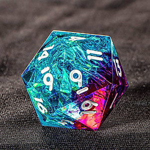 OUKELANWO Polyhedral Role Playing Dungeons and Dragons Dice, 7 Piece Blue Sharp Edge Resin D and D RPG DND Dice Set D&D with Box