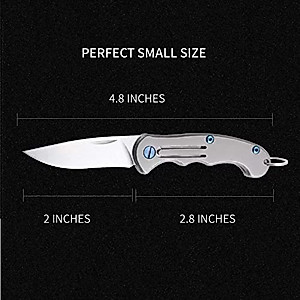 VSL VANSLENSON Small Folding Knife Mini EDC Pocket Knife 2 inch Stainless Steel Knife Gray (2)