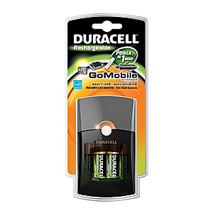 Duracell Go Mobile Charger/Rechargeable/Includes Car Adaptor & 2 AA/ 2 AAA Precharged, Rechargeable Batteries
