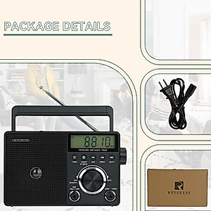 Retekess TR635 AM FM Radio with External Antenna Jack, Portable Shortwave Radio with Best Reception, Backlight LCD Display, Time Setting,Battery Operated or AC Power,Earphone Jack for Gift,Elder,Home