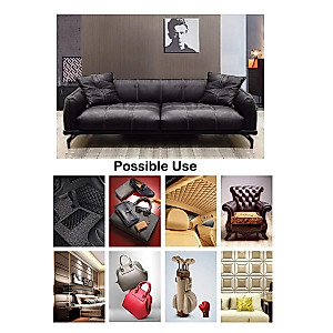 Wento Thick 1 Yard Faux Leather Fabric Soft Skin Grain PU Leather Fabric for Furniture Cover Reupholster Sofa Chairs Cushiones Vinyl Upholstery Fabric (1yard,Brown)