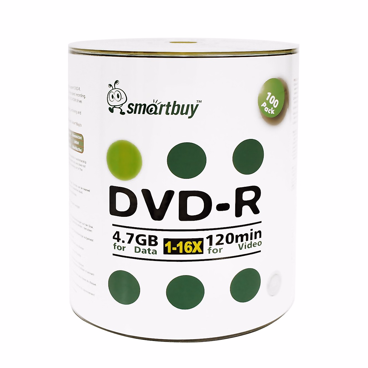 Smartbuy 1200-disc 4.7gb/120min 16x DVD-R Logo Top Blank Data Recordable Media Disc