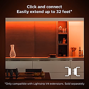 Philips Hue Lightstrip Plus Bundle (2m/6ft Base Kit with Plug and 1m/3ft Extension), Compatible with Alexa, Apple Homekit and Google Assistant, Bluetooth Compatible, Single Color Effect