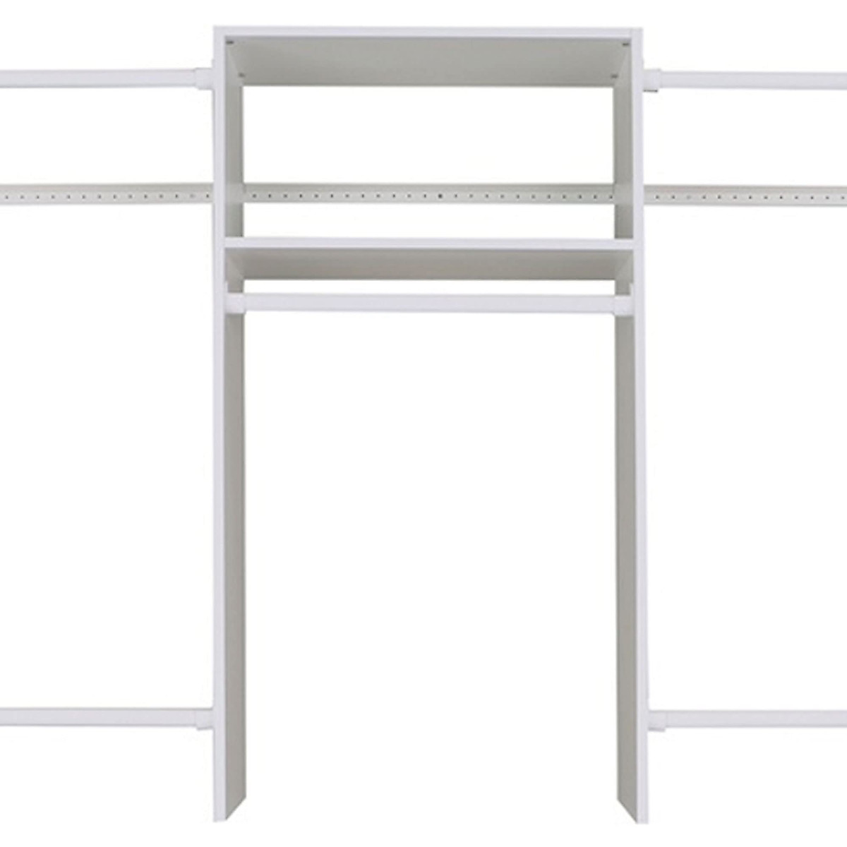 Easy Track Basic Storage Starter Wall Mounted Closet Organizer System Kit with 2 Spacious Shelves and 5 Hanging Rods, Honey Blonde