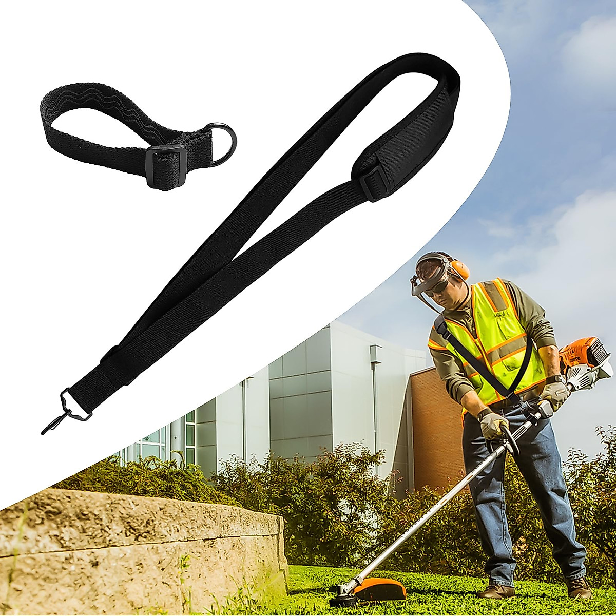 Iswawo Trimmer Strap for Weed Eater, Adjustable Shoulder Strap Easy Release Brush Cutter Harness, Compatible with Greenworks/DEWALT/EGO String Trimmer, Leaf Blower, Shrub Trimmers & Snow Blower