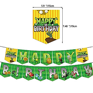 ADILAIDUN 43Pieces Plants Play Game Zombies Party Supplies,Including PVZ Happy Birthday Banner,PVZ Cake Topper,PVZ Latex Balloons for Kids Boys Game Players Party Decoration
