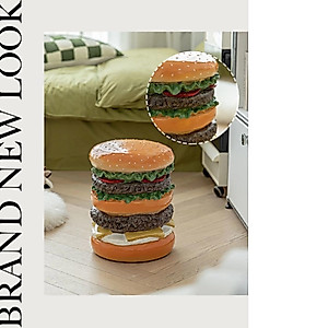 Small Stool for Living Room Bedroom Cute Stylish Stool Hand Painted Ergonomic Multifunctional Shoe Changing Stool (Burger Stool)