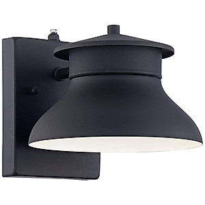 John Timberland Danbury Farmhouse Industrial Rustic Outdoor Barn Light Fixture Black LED Dusk to Dawn 6" for Exterior Deck House Porch Yard Patio Outside Garage Front Door Garden Home Roof