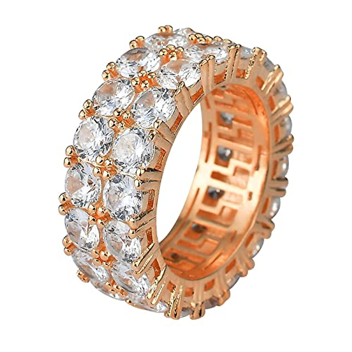 Rings Boys Engagement Round Cut Zircons Women Wedding Rings Jewelry Rings for Woman Full Diamond Ladies Ring (Gold, 11)