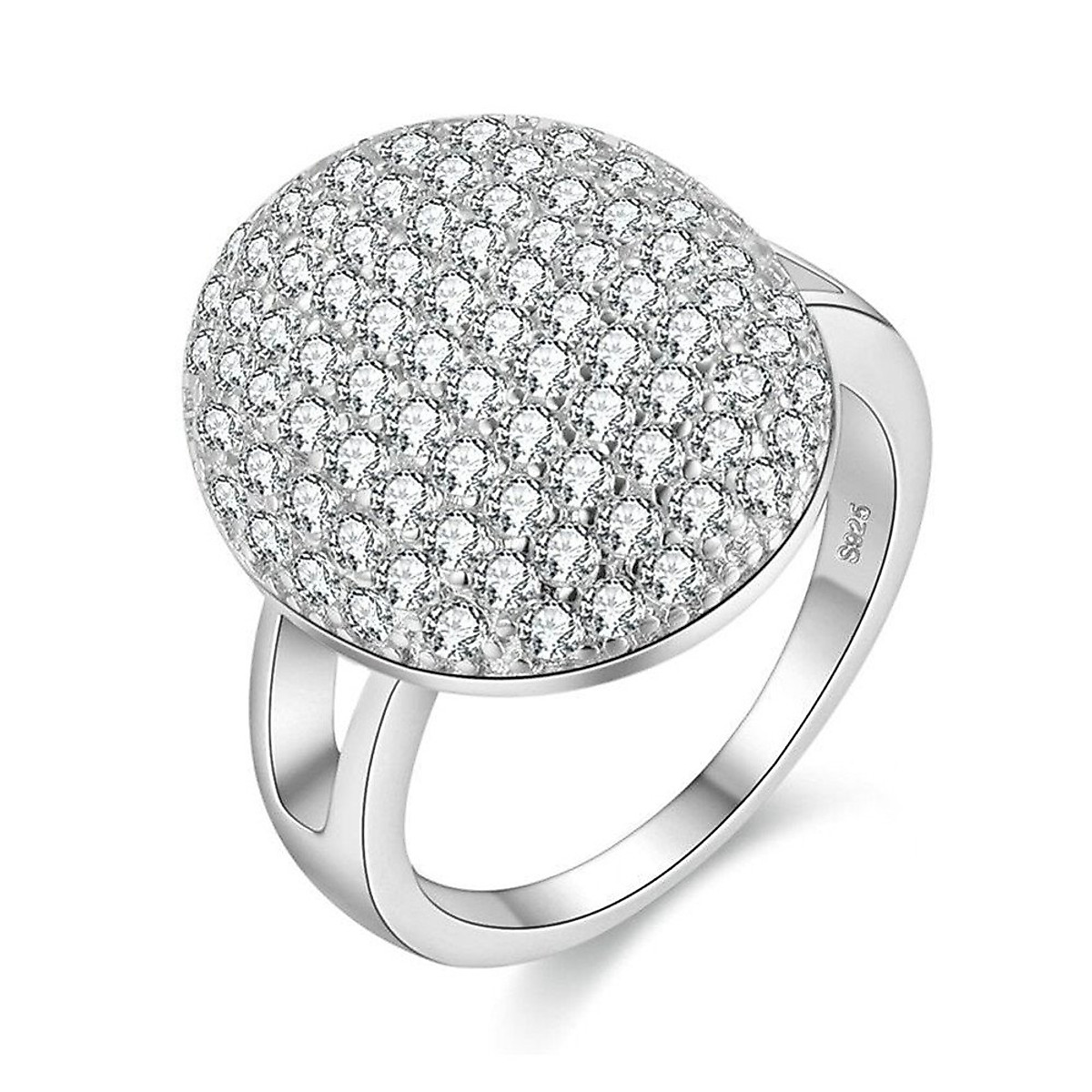 Uloveido Disco Ball Party Mushroom Shape Rings Rhodium Plated CZ Stone, Silver Color Engagement Wedding Band Ring for Women (Size 6) PJ4297