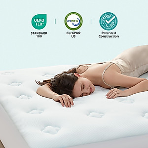Hansleep Memory Foam RV Mattress Pad Short Queen, Pillow Top Mattress Topper Short Queen for Back Pain Relief with Egg Crate Gel Foam, Camping Mattresses Cover, 60" x 80", White