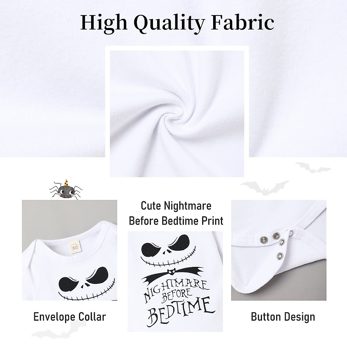 Crazyme Baby Boy Girl Clothes 2PCs Outfit Set Nightmare Before Bedtime Skull Christmas Clothing Set (Boy Black, 6-9 Months)