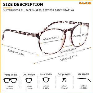 IBOANN 3 Pack Blue Light Blocking Glasses Women/Men, Round Fashion Retro Frame, Vintage Fake Eyeglasses with Clear Lens (Black & Leopard & Transparent)