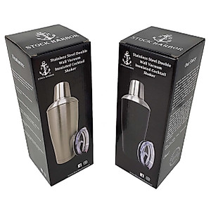 Stock Harbor Stainless Steel 30 Ounce (887 Milliliter) Double Wall Cocktail Shaker Vacuum Insulated Tumbler and Shaker Top; Matte Polished