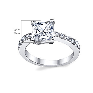 Bonndorf 1.25 Carat Princess Cut Cubic Zirconia CZ Sterling Silver 925 Engagement, Wedding Ring Size 5