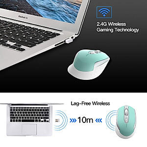 cimetech Wireless Computer Mouse, 2.4G Ergonomic Optical Mouse, 6 Buttons, Silent Mouse with USB Receiver and 3 Adjustable DPI Computer Mouse for Laptop, Desktop, Mac, PC - Blue