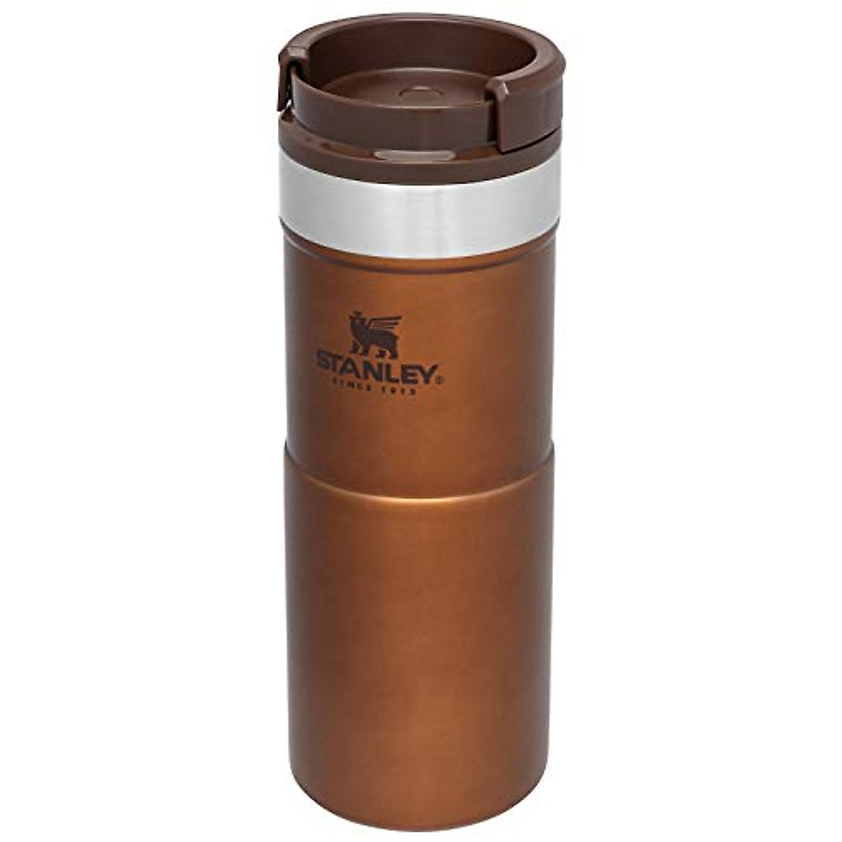 Stanley NeverLeak Travel Mug .35L / 12OZ Maple – Leakproof - Tumbler for Coffee, Tea & Water - BPA FREE - Stainless-Steel Thermo Cup - Rotating lid covers drink when closed - Dishwasher Safe