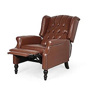 Christopher Knight Home Randy Contemporary Tufted Recliner, Cognac Brown, Dark Brown 62D x 28.5W x 29H Inch