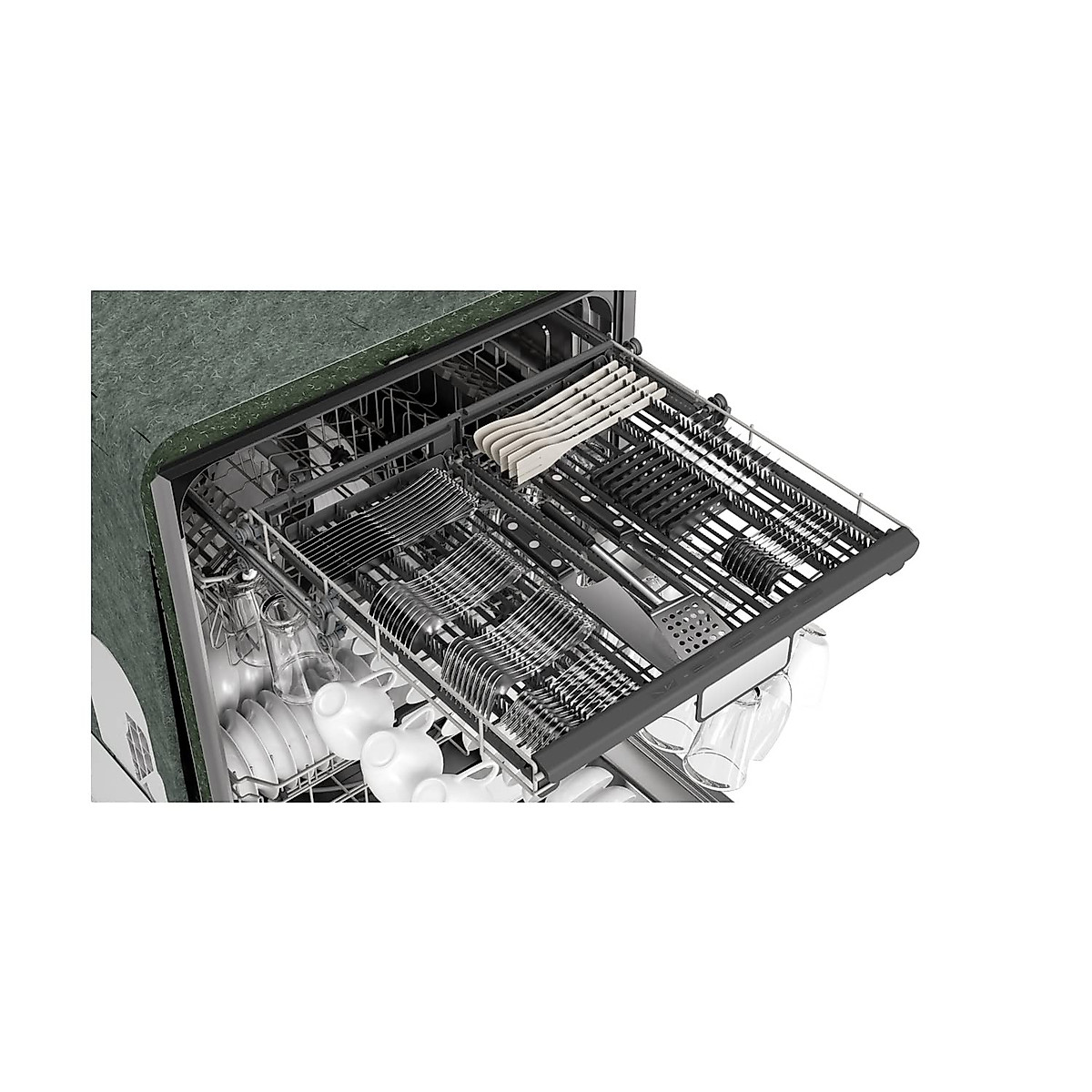 SHARP Smart Dishwasher Works with Alexa. Includes LED Interior lights, Stainless Steel interior, Heated Dry with Fan Assist, Wash Zone cleans half load on either rack, Adjustable Third Rack