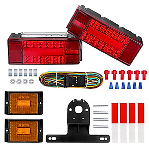 LIMICAR Trailer Lights, Upgrade IP68 Halo Glow Trailer Light Kit, Brake Stop Turn Tail License Plate LED Trailer Lights with 25ft Trailer Wiring Harness Kit for Truck Marine RV Boat Camper