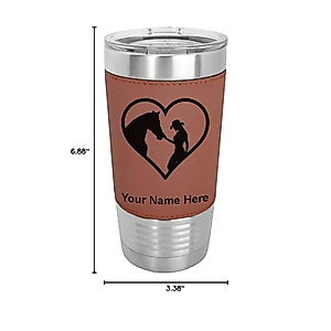 LaserGram 20oz Vacuum Insulated Tumbler Mug, Horse Cowgirl Heart, Personalized Engraving Included (Faux Leather, Dark Brown)