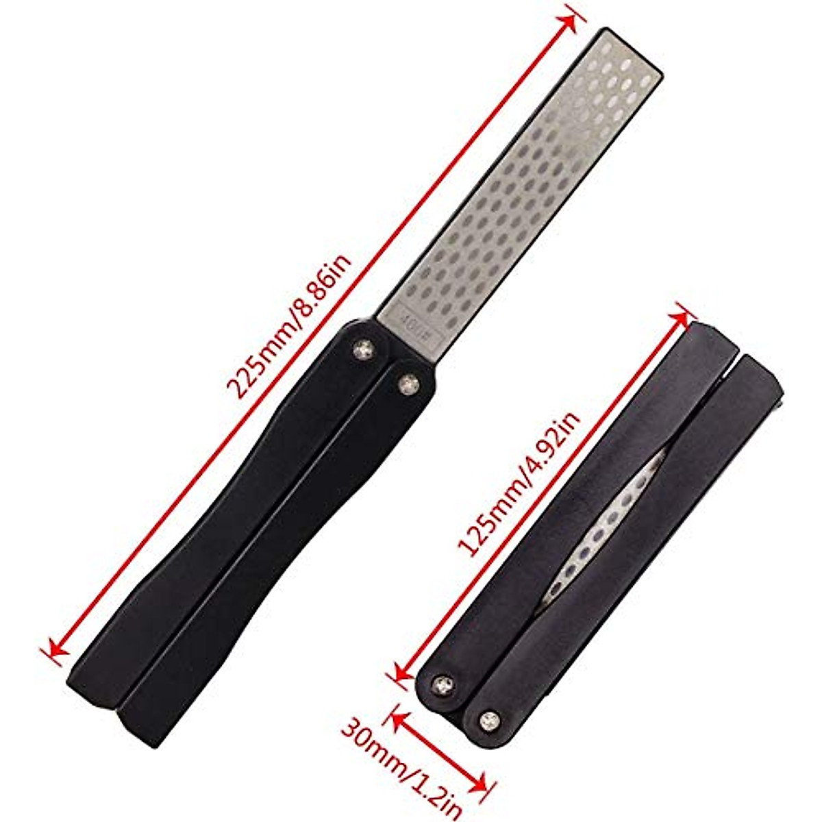 XILEWHZF 2 Pcs 400/600 Grit Portable Handheld Double Sided Sharpener Pocket Diamond Knife Sharpening Stone for Kitchen, Garden, Outdoor tools Fine/Coarse Grinding （Black/Orange）