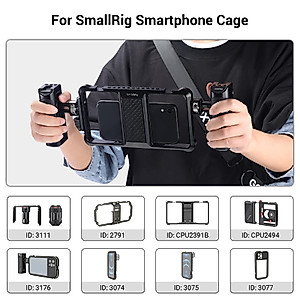 SmallRig Side Handle for Phone Cage Smartphone Video Rig Cage for iPhone cage for Samsung Cage Universal Phone Cage Aluminum with Cold Shoe and 1/4 Threads - HSS2424