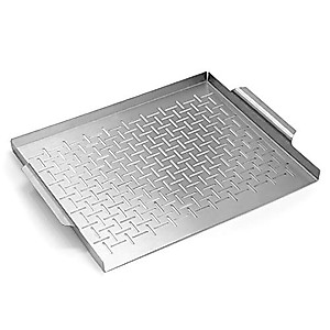 Yukon Glory YG-719 Premium Large Stainless Steel Pan Topper Tray for Outdoor Grill - Perfect for Veggie Grilling,BBQ and More - Great Grilling Accessories and Grilling Gifts