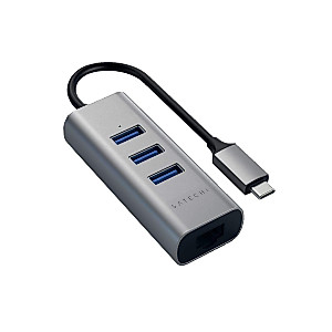 Satechi USB C Hub Adapter, USB C Adapter with 3 USB-A 3.0 Ports and Ethernet Port, for MacBook Pro/Air M1 M2 M3, Dell, HP, Surface, Lenovo, iPad, iPhone 15 - Space Gray