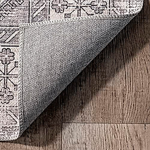 nuLOOM Medallion Bordered Machine Washable Area 8' x 10'