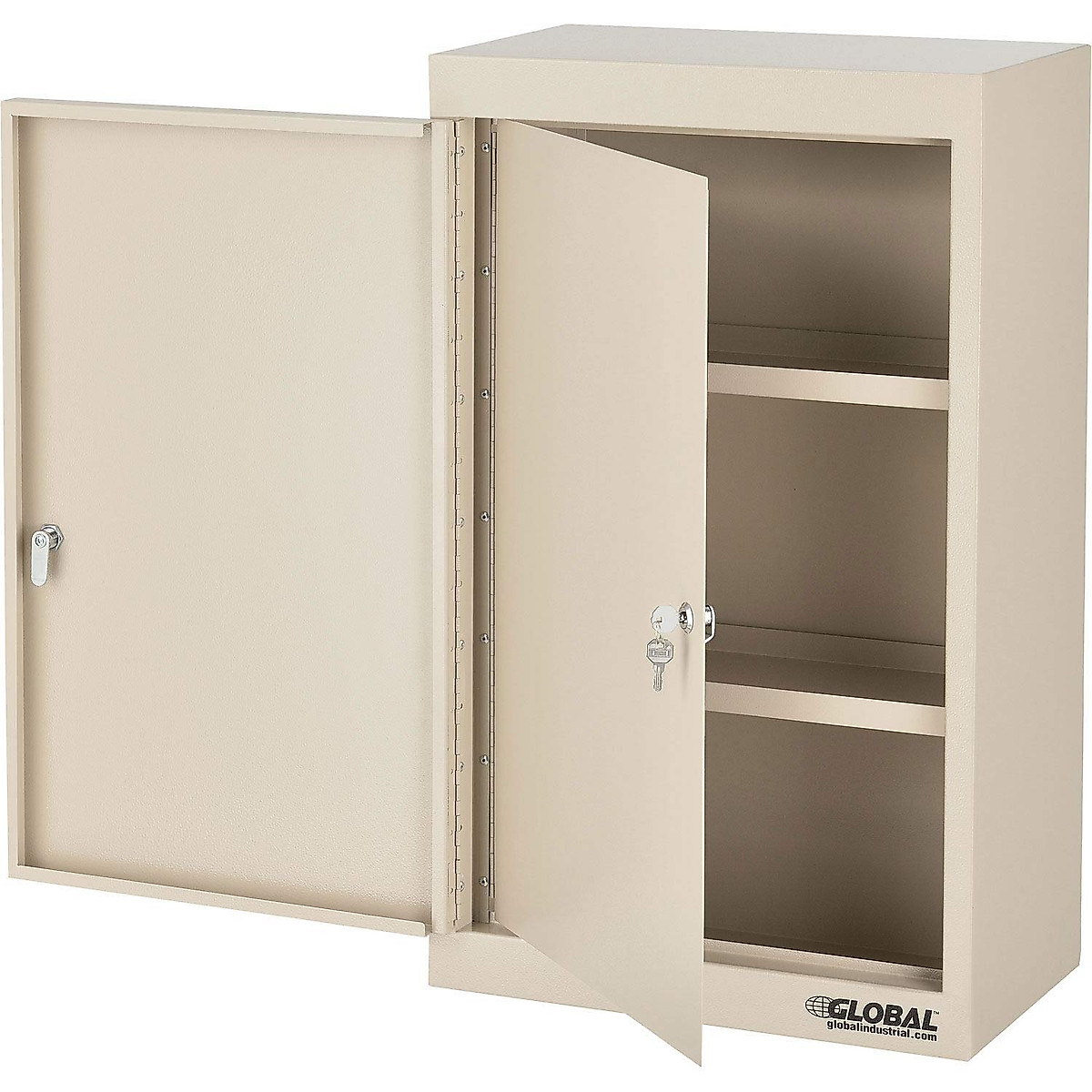 Global Industrial 18"W x 10"D x 30"H Large Narcotics Cabinet, Double Door/Double Lock, Beige