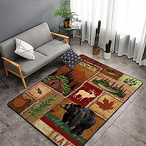 Rustic Lodge Bear, Bear Rugs for Cabin, Living Room, Deer Rug Bedroom Carpet Soft Large, Easy to Clean, Washable Rug, 2x3 ft DS8
