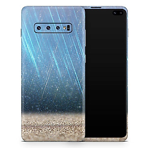 DesignSkinz Strachted Blue and Gold Protective Vinyl Decal Wrap Skin Cover Compatible with The Samsung Galaxy S20 (Screen Trim & Back Glass Skin)