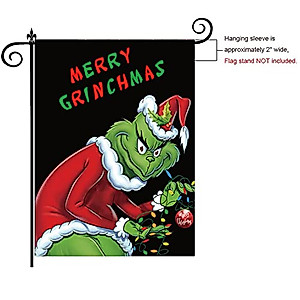 WLWLG Merry Grinchmas Garden Flag for Christmas Indoor & Outdoor Decoration 12''x17'' Double-Sided Vertical Burlap Garden Flag i, GF003