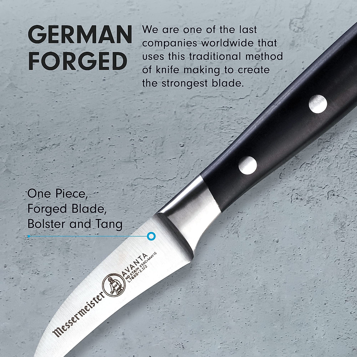 Messermeister Avanta 2.5” Garnishing Knife - German X50 Stainless Steel - Rust Resistant & Easy to Maintain