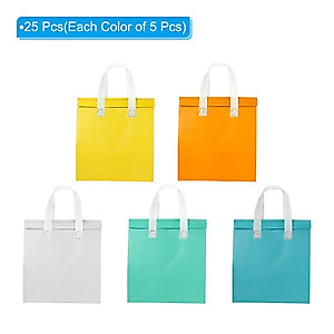 PATIKIL Insulated Take Away Bags, 25 Pcs Insulation Cooler Bag Grocery Thermal Bags 9.4 x 5.9 x 10.2 Inch for Hot Cold Frozen Food Delivery, Multi-Color