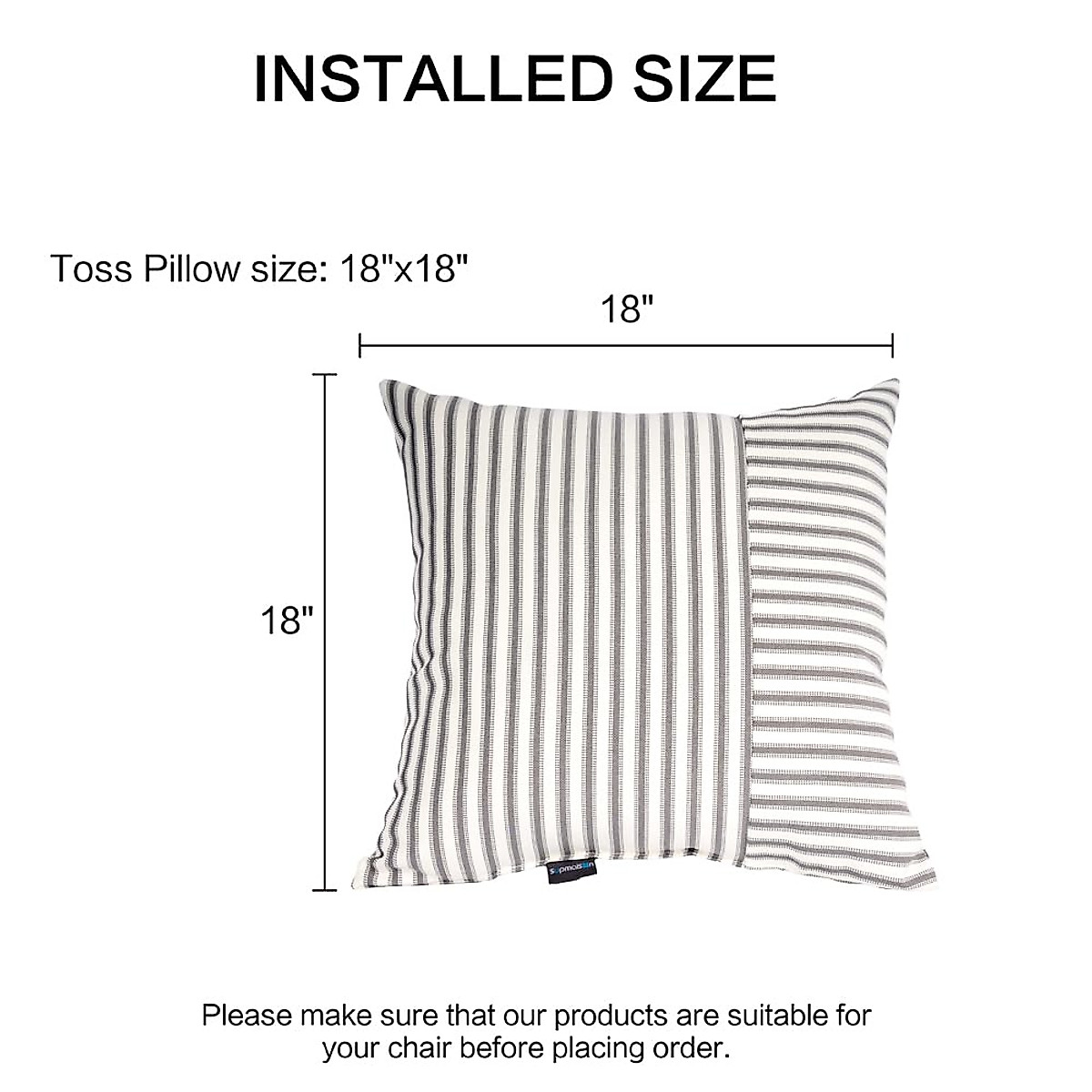 SUPMAISON Pack of 2 Decorative Indoor Outdoor Pillow 18" x 18", (Polyester, Crestwood Stripe Gray)