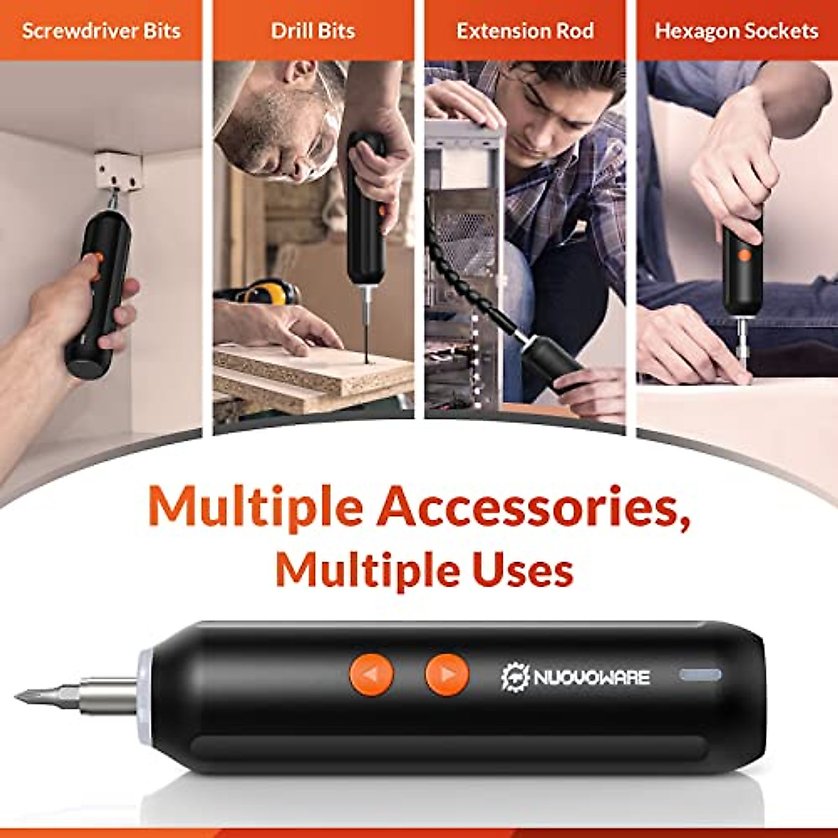 Nuovoware 5V Electric Precision Screwdriver Set, Rechargable Cordless Screwdriver 20 Magnetic Bits, LED Light Sockets Hex Shaft Drill Bits, Portable Repair Tool Set for Furnitures Phone Camera Laptop