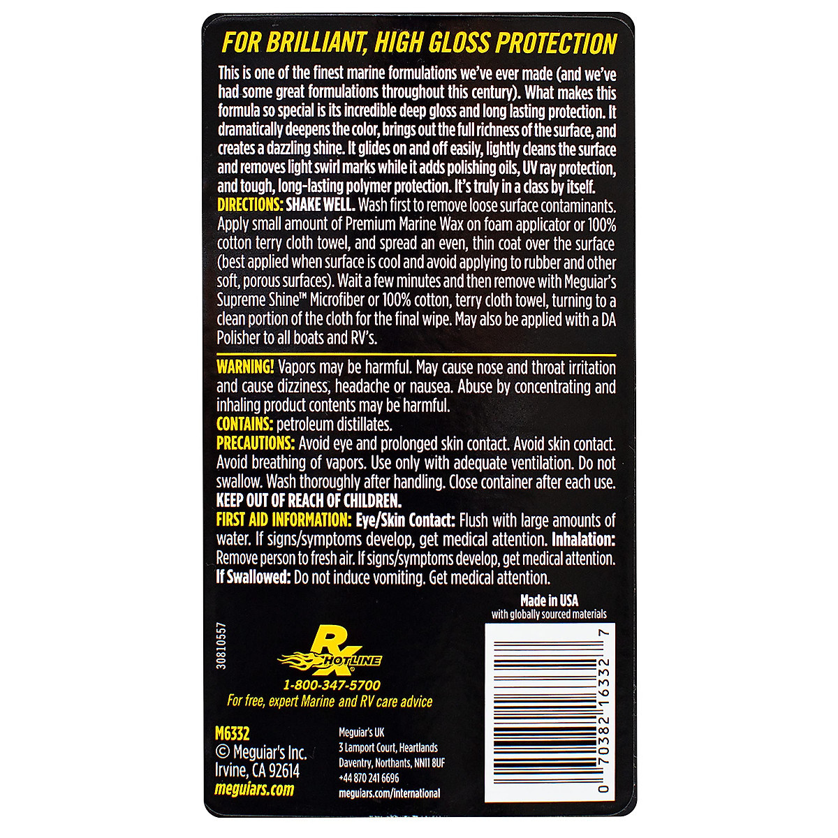 Meguiar's Flagship Premium Marine Wax, Boat Polish and Oxidation Remover - 32 Oz Bottle