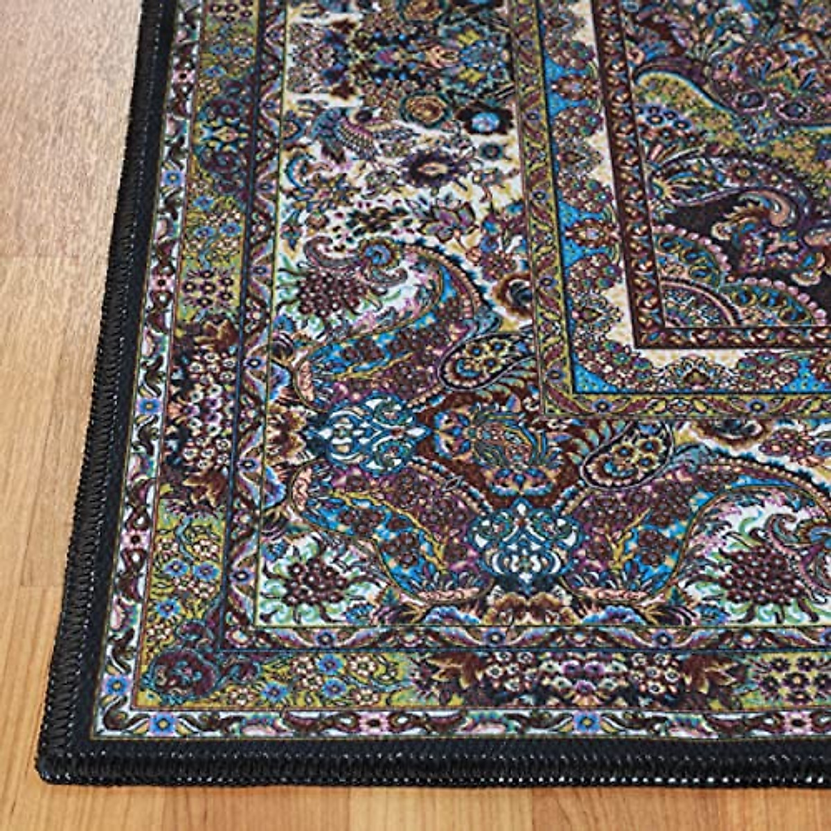 SUPERIOR Washable Indoor Large Area Rug, Southwestern Home Decor, Floor Rugs for Living Space, Dining Room, Kitchen, Office, Bedroom, Vintage Geometric Aesthetic, Cardinal Collection, 6' x 9', Black