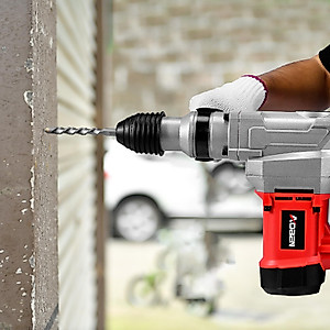 AOBEN 1-1/4 Inch SDS-Plus Rotary Hammer Drill with Vibration Control and Safety Clutch,10 Amp Heavy Duty Demolition Hammer for Concrete-Including 3 Drill Bits, Flat Chisels, Point Chisels