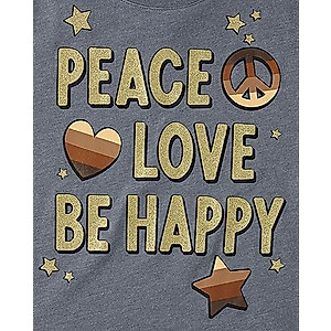 The Children's Place Girls Assorted Everyday Long Sleeve Graphic T-Shirts Peace Love Be Happy Large