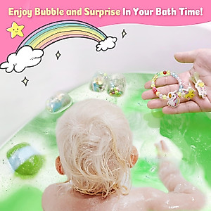 Bath Bombs for Kids with Girls Jewelry Inside, 6PCS XXL Surprise Bath Bombs with 18PCS (6 Sets) Jewelry Inside, Natural Organic Toys Bath Fizzy Bombs, Kids Birthday Christmas Basket Stuffers