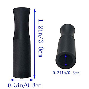 21Pcs Reusable Silicone Straw Tips, Stainless Straw Tips, Black Food Grade Straws Tips Covers Fit for 6mm Wide Stainless Steel Straws And Glass Straws