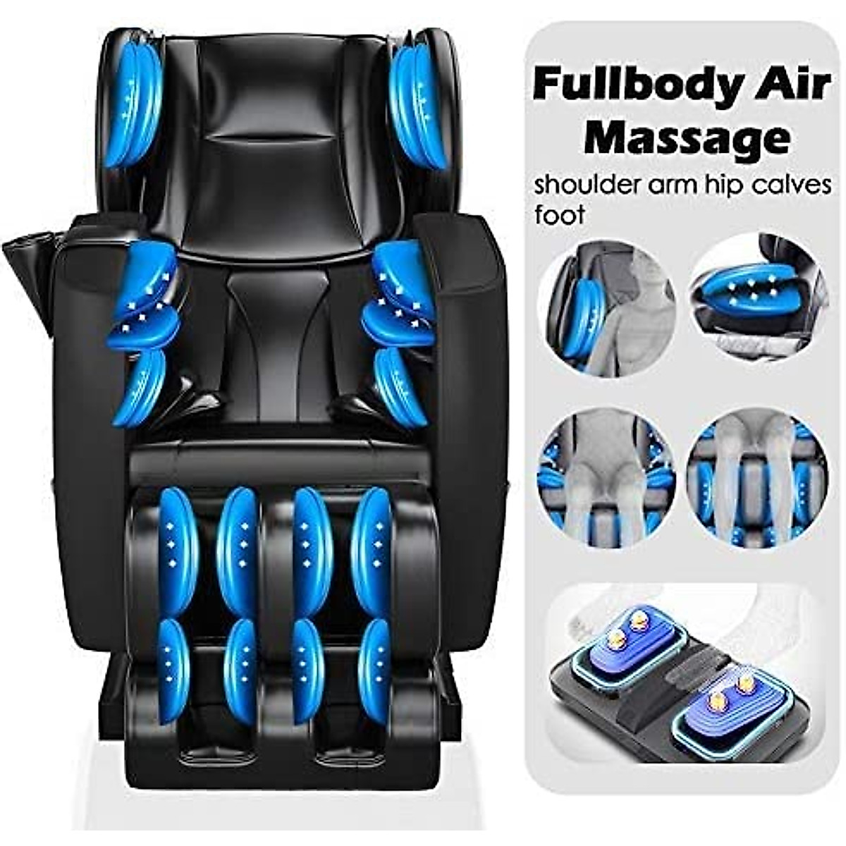 SMAGREHO 2022 New Full Body Electric Zero Gravity Shiatsu Massage Chair with Bluetooth Heating and Foot Roller for Home and Office (Black)
