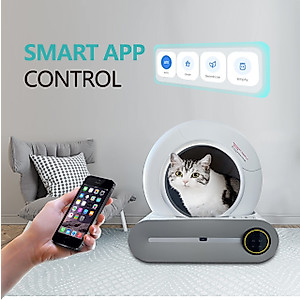 Automatic Smart Self-Cleaning Cat Litter Box,Automatic Cat Litter Cleaning Robot with 65L+9L Large Capacity/Smart Home App with Voice Control for Multiple Cats