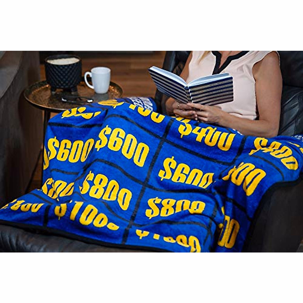 JUST FUNKY Jeopardy Game Board Large Fleece Throw Blanket | Jeopardy Board Design Soft Blankets and Throws | Official Jeopardy Throw Blankets | Measures 60 x 45 Inches