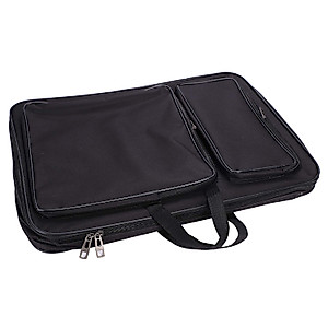 Kids Art Portfolio Case Artist Students Portfolio Bag Tote Bag 8K Waterproof Art Carrying Shoulder Bag Large Drawing Painting Sketching Boards Canvas Bag Art Supplies Storage Bag 18.6x13.9" (Black)