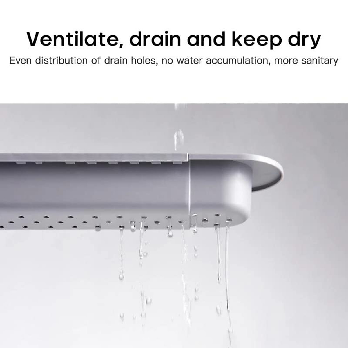 SEASD Kitchen Telescopic Sink Shelf Draining Rack Soap Sponge Rack Towel Rack (Color : Gray, Size : 25.5 * 36.9cm)